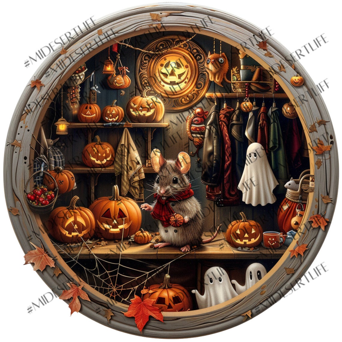 Halloween Mouse, Cute Halloween Mouse in the Wall, 3d , Hole in the ...