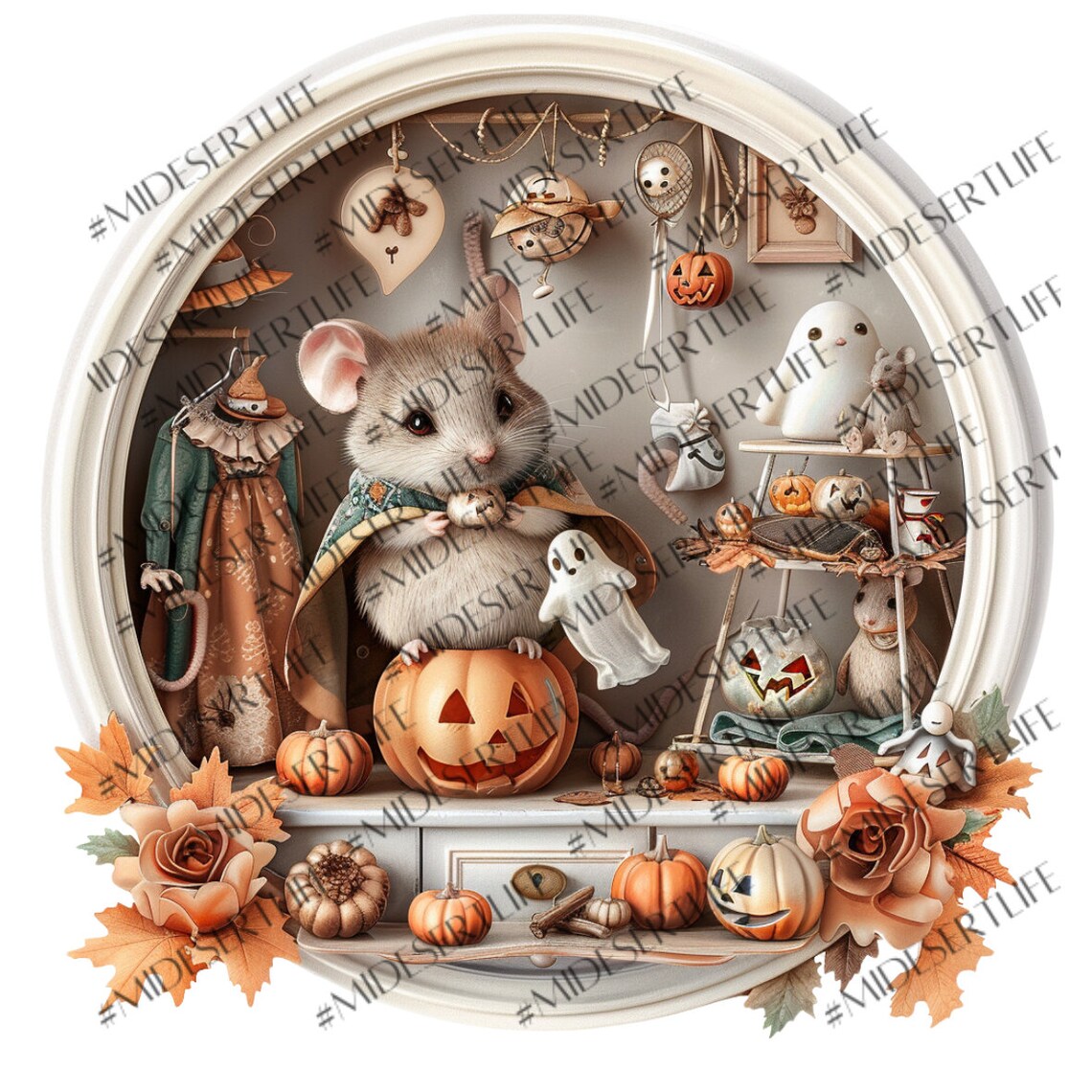 Halloween Mouse, Cute Halloween Mouse in the Wall, 3d , Hole in the ...