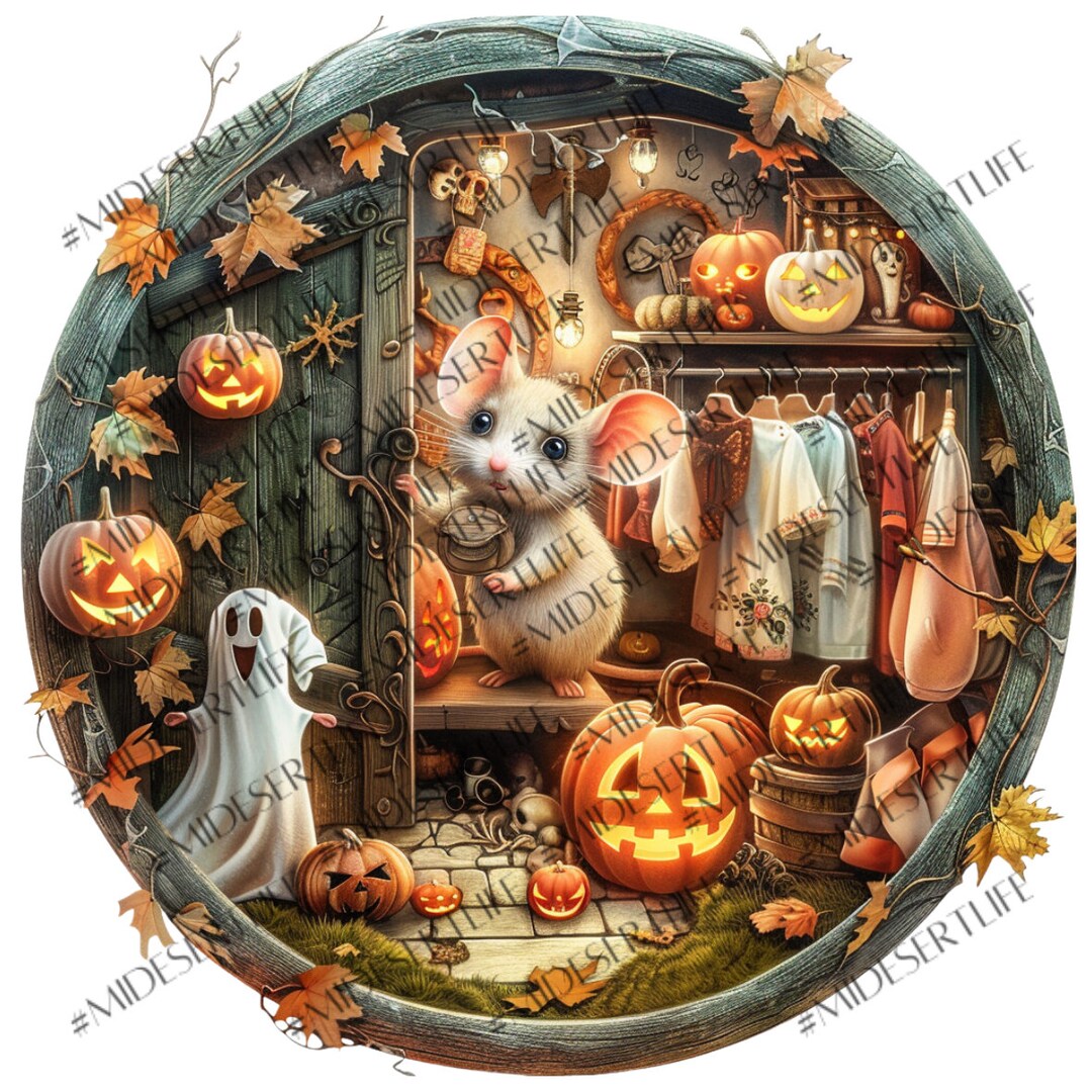 Halloween Mouse, Cute Halloween Mouse in the Wall, 3d , Hole in the ...