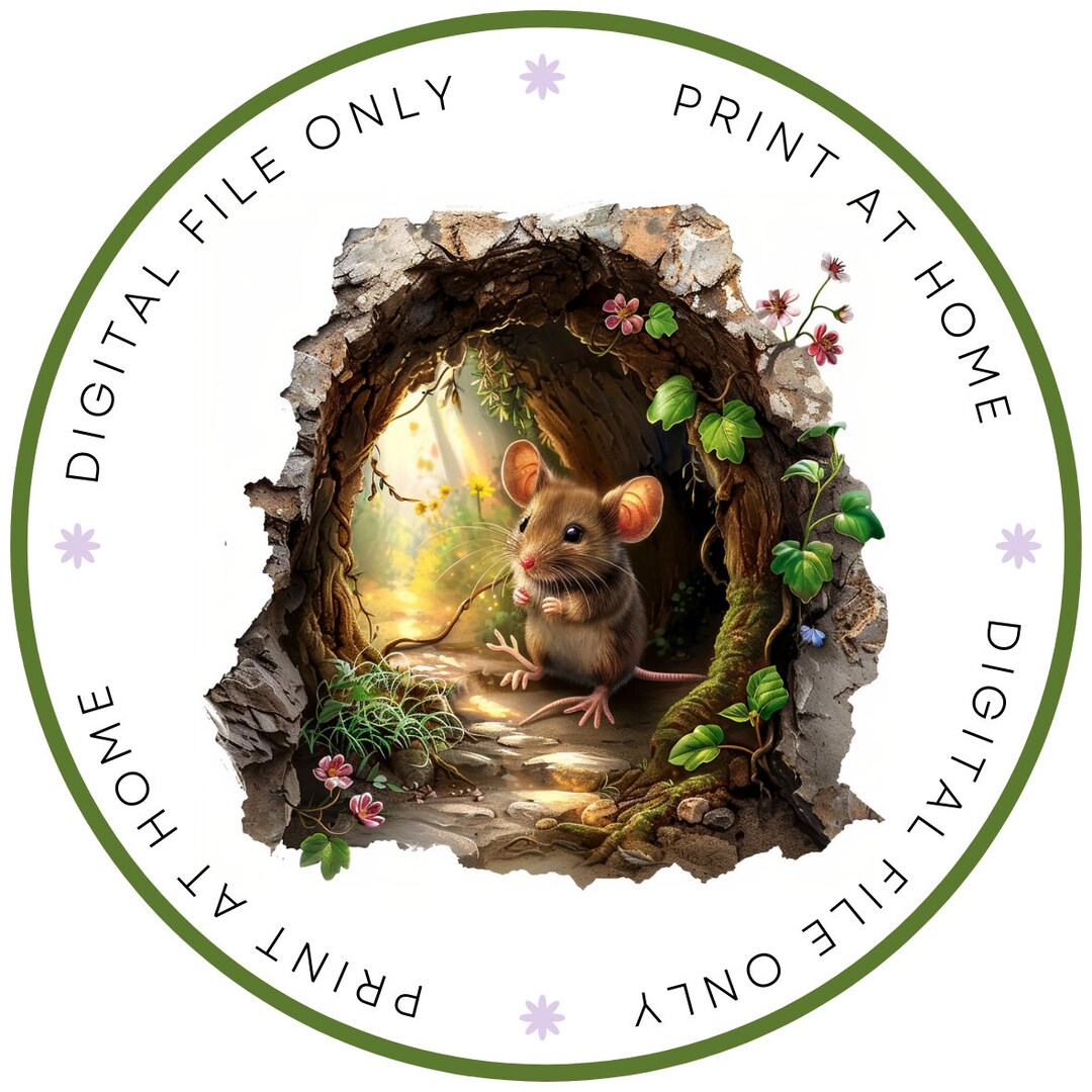 Mouse Vinyl Sticker, Mouse Hole Decal Sticker for Wall, Digital File ...