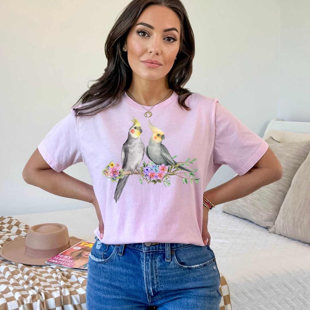 Floral Bird Shirt, Cockatiel T Shirt, Bird Lover Shirt, Gift for Bird ...