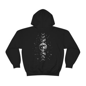 Moon Phases Hoodie, Mystical Moon Phase Hooded Sweatshirt, Celestial ...