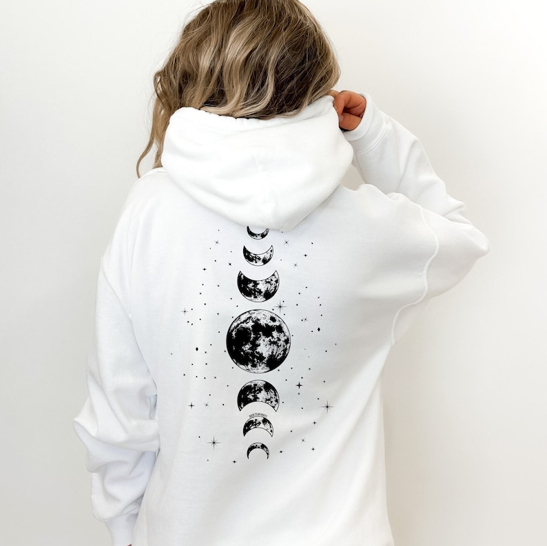Moon Phases Hoodie, Mystical Moon Phase Hooded Sweatshirt, Celestial Sweater, Moon Hoody ...