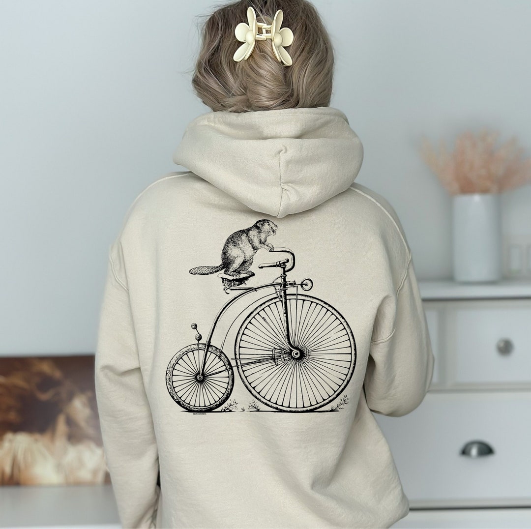 Beaver on A Bike Hoodie, Dam It Beaver, Funny Beaver Hoody, Funny ...
