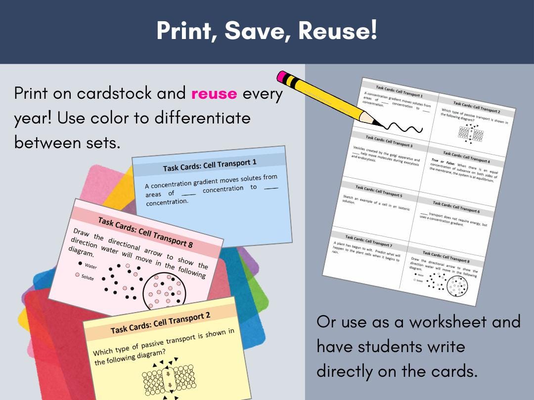 Cell Transport Review Task Cards | Biology Activity | Middle and High ...