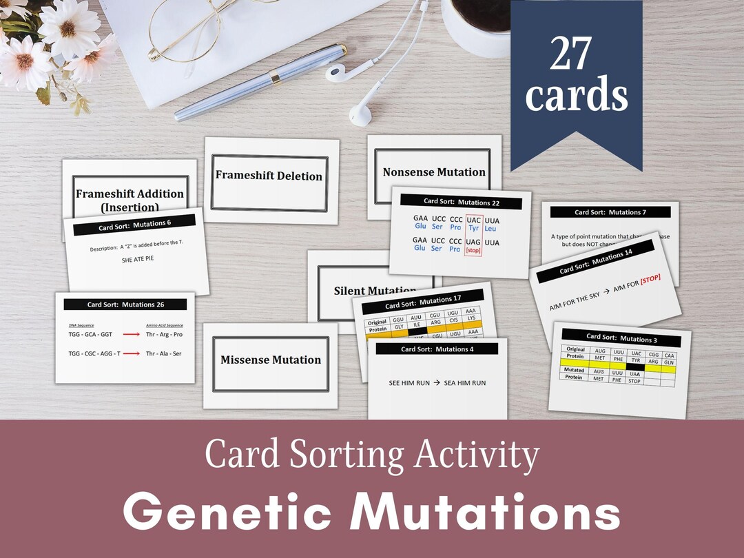 Genetic Mutations Card Sorting Activity | Easy Prep Borderless Printing ...
