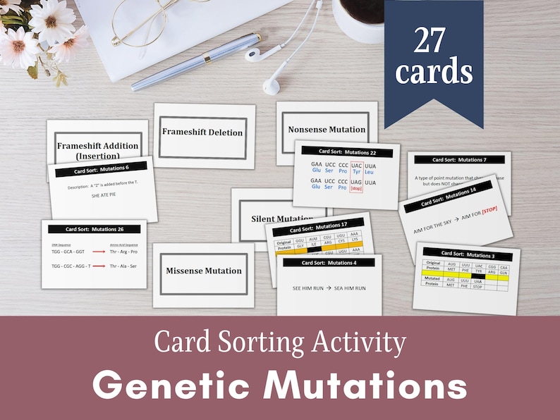 Genetic Mutations Card Sorting Activity | Easy Prep Borderless Printing ...