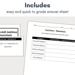 Genetic Mutations Card Sorting Activity | Easy Prep Borderless Printing ...