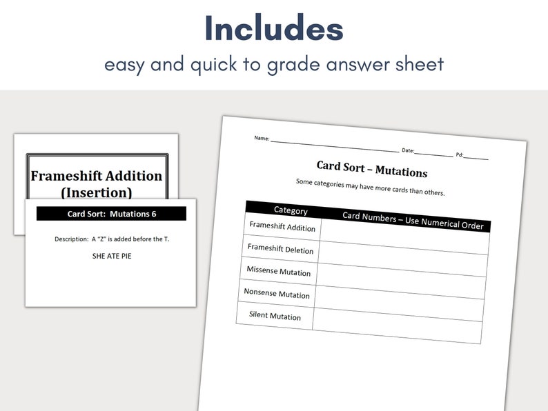 Genetic Mutations Card Sorting Activity | Easy Prep Borderless Printing ...