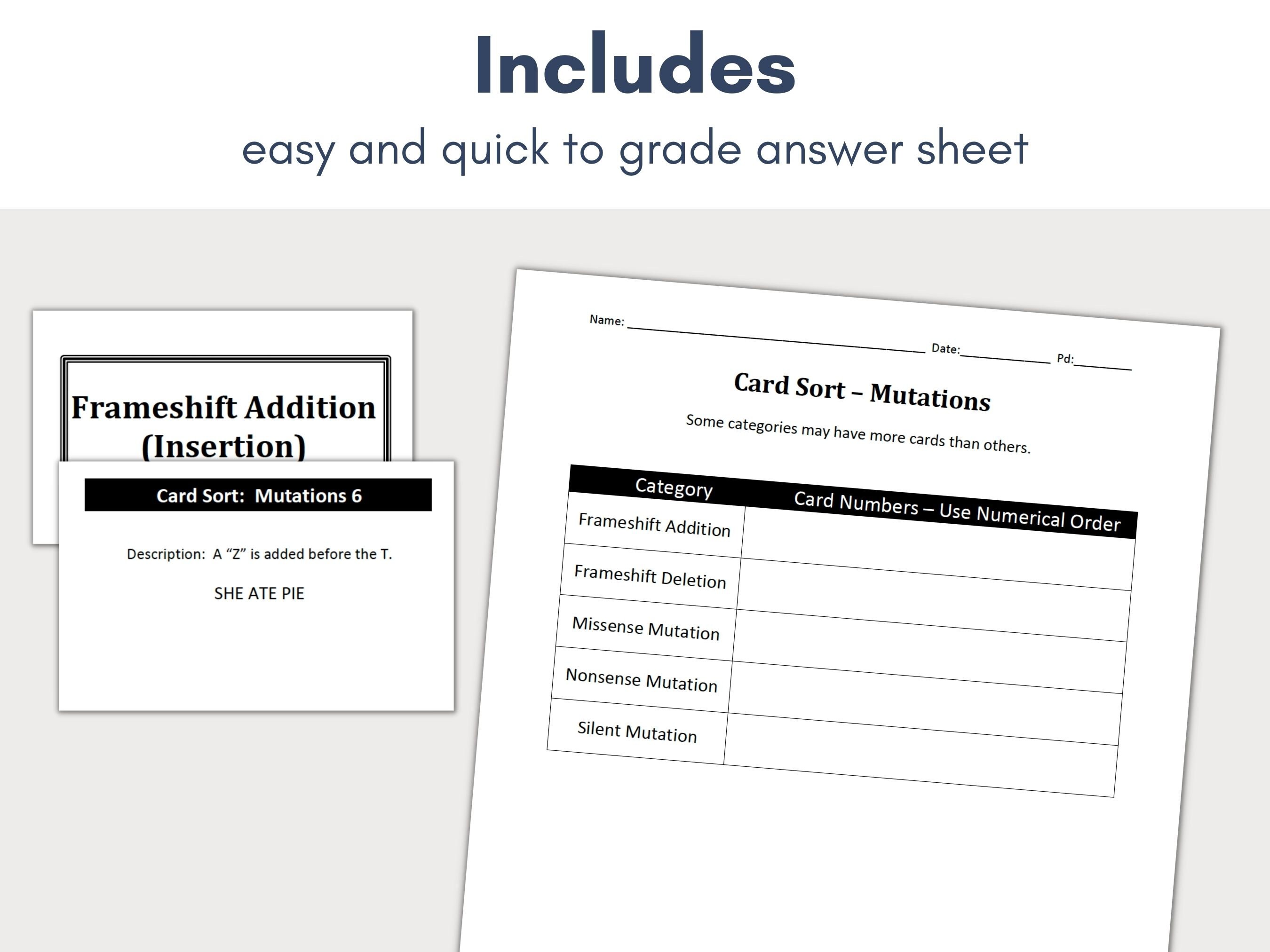 Genetic Mutations Card Sorting Activity | Easy Prep Borderless Printing ...