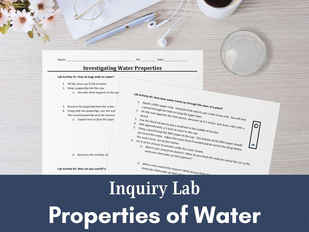 Water Properties Lab | Biology Inquiry Activity| Middle and High School ...