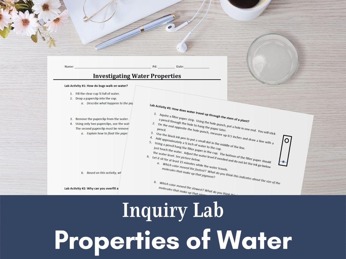 Water Properties Lab | Biology Inquiry Activity| Middle and High School ...