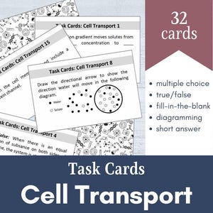 Cell Transport Review Task Cards | Biology Activity | Middle and High ...