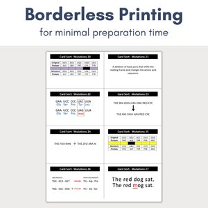 Genetic Mutations Card Sorting Activity | Easy Prep Borderless Printing ...