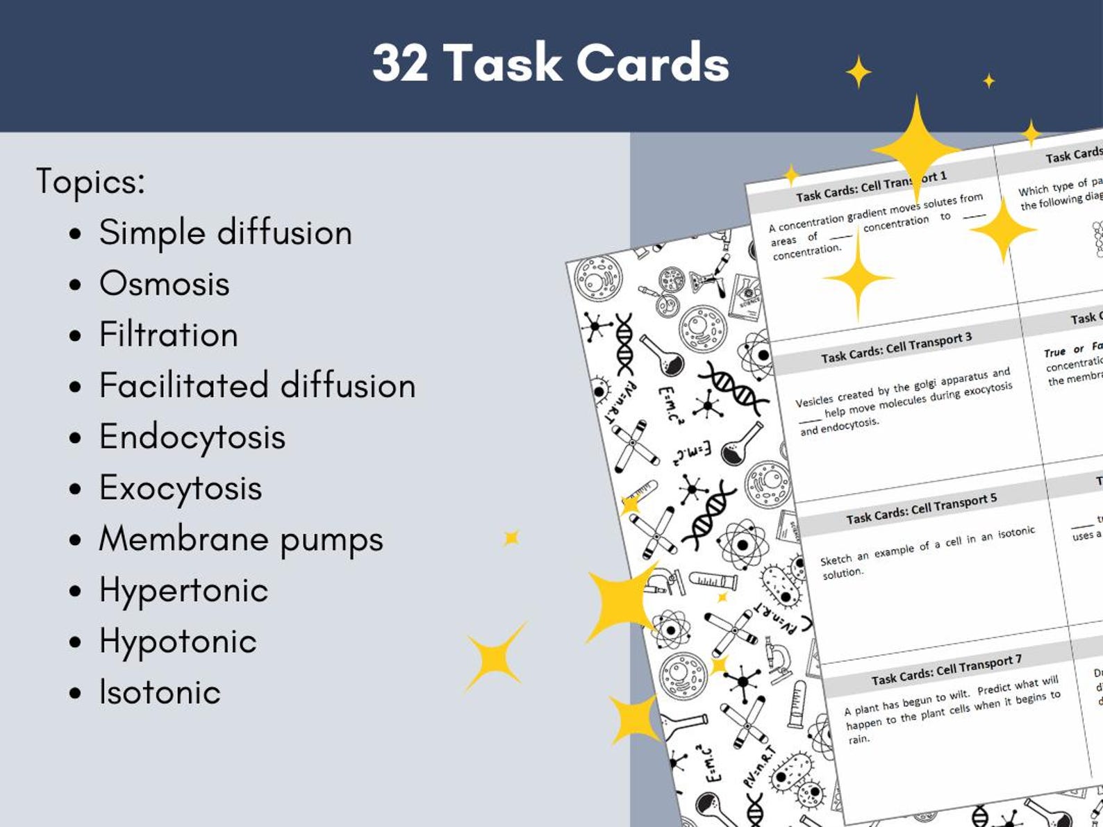Cell Transport Review Task Cards | Biology Activity | Middle and High ...