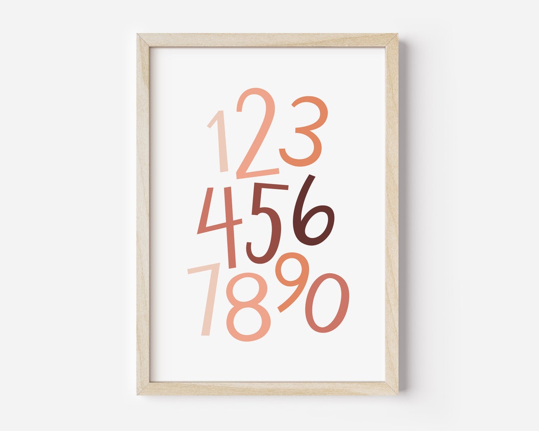 Numbers Wall Art Printable, Boho Printable Wall Decor, Earthtone ...