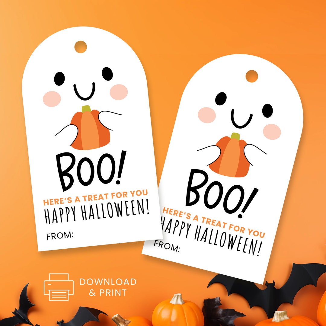 Halloween Gift Tag, Printable Halloween Tags, Trick or Treat Favor Tag ...
