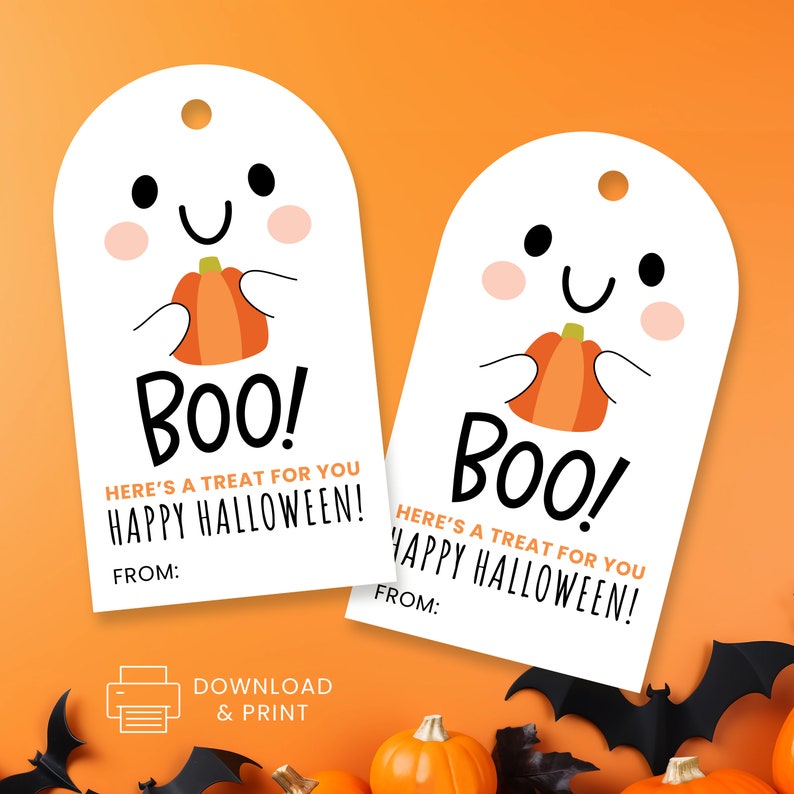 Halloween Gift Tag, Printable Halloween Tags, Trick or Treat Favor Tag ...