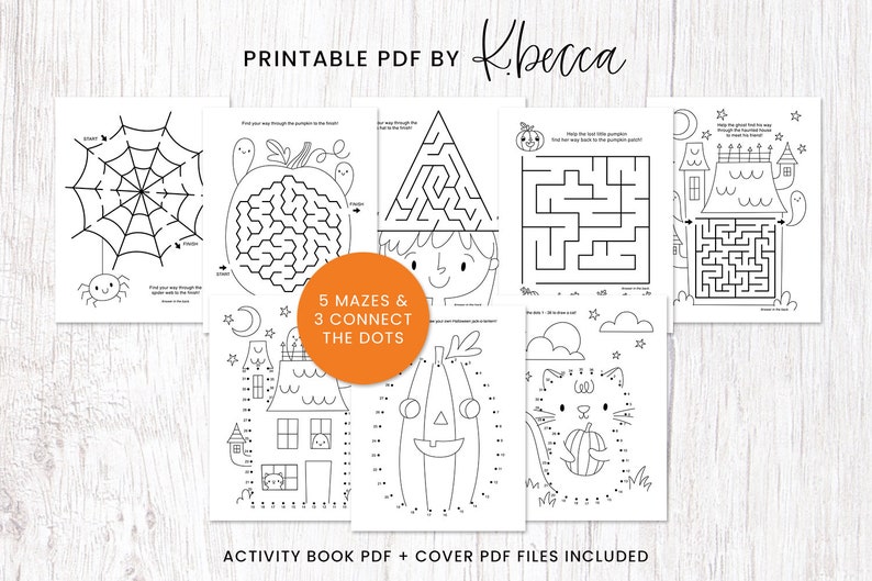 Printable Halloween Activities for Kids, Halloween Activity Book Kids ...