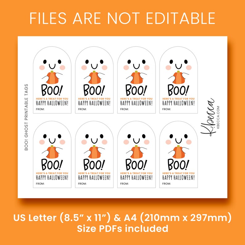Halloween Gift Tag, Printable Halloween Tags, Trick or Treat Favor Tag ...