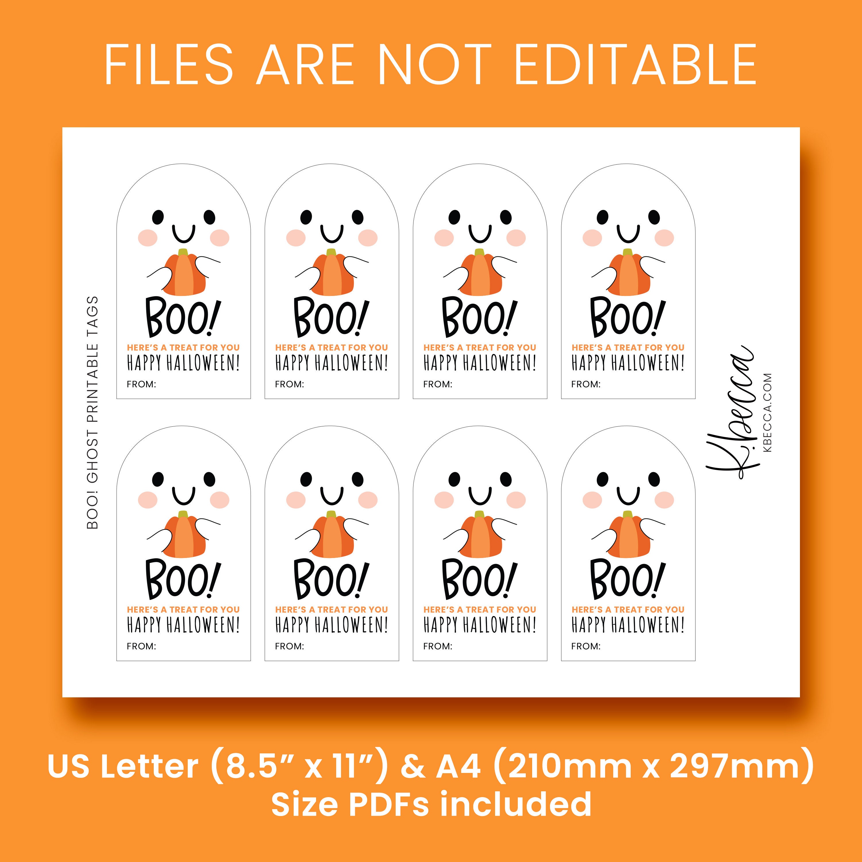 Halloween Gift Tag, Printable Halloween Tags, Trick or Treat Favor Tag ...