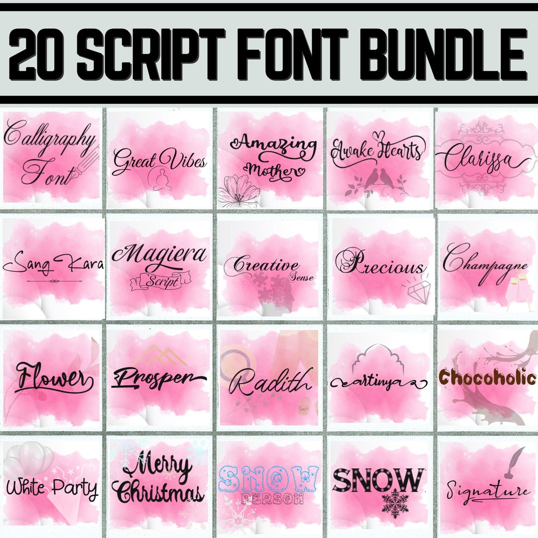 20 Beautifull Script Font Bundle, Download Cute Calligraphy Font ...