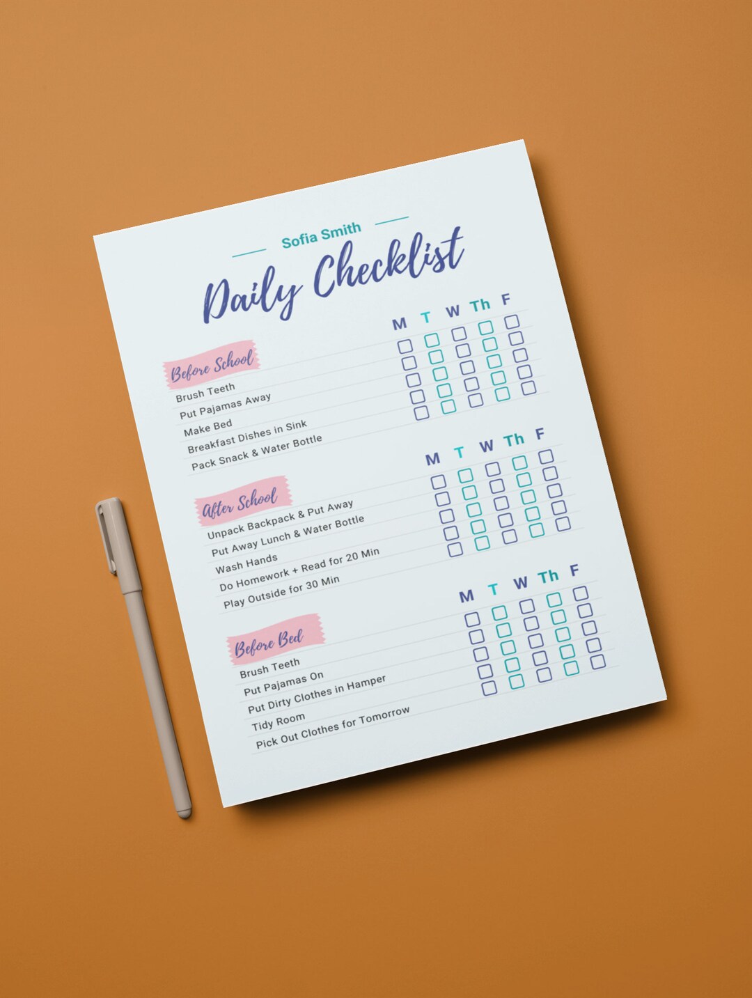 Laminated Chore Chart - Chore & Routines Printable