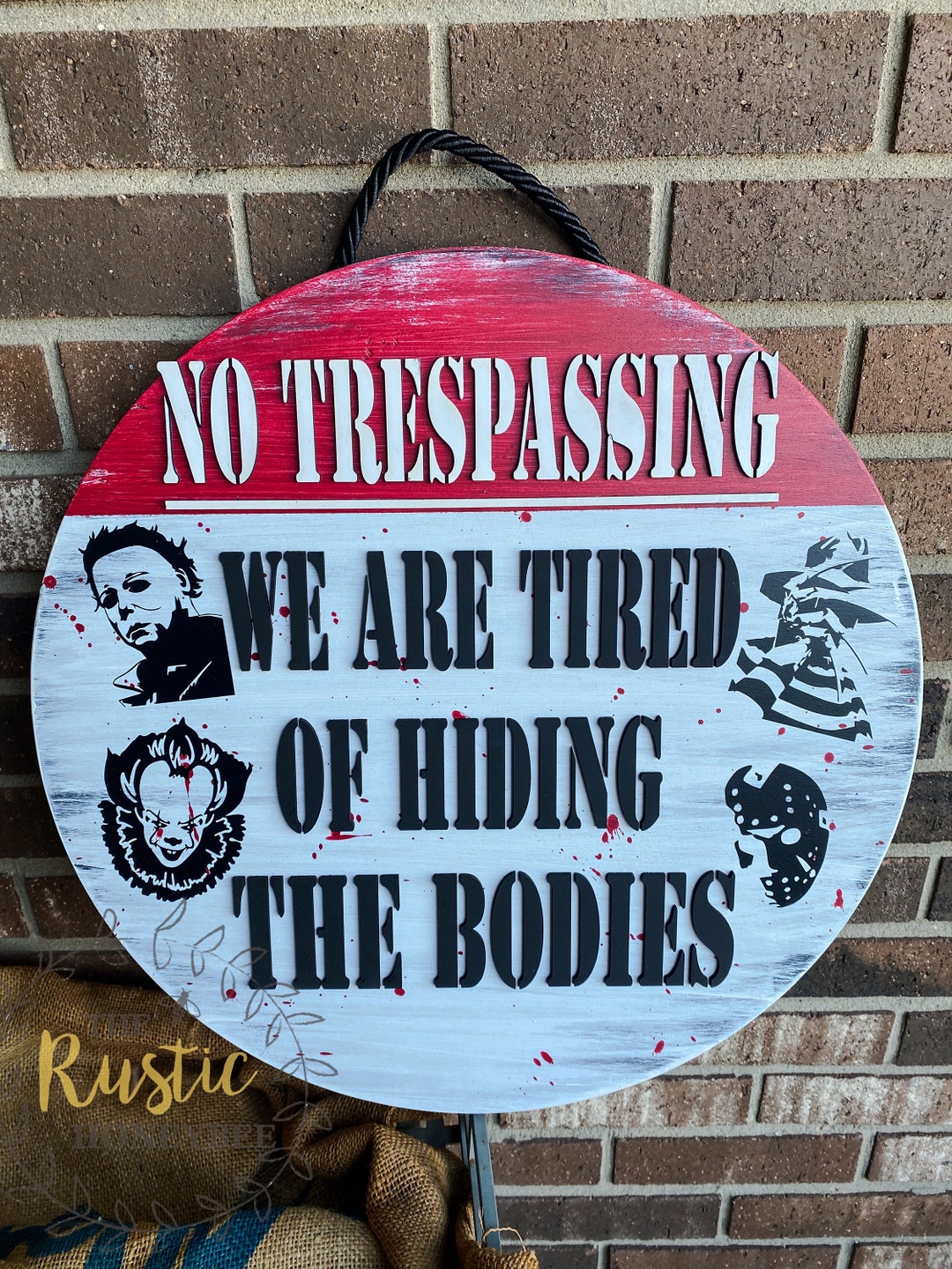 Front Door Decor Horror Sign Horror Door Hanger No Tresspassing ...