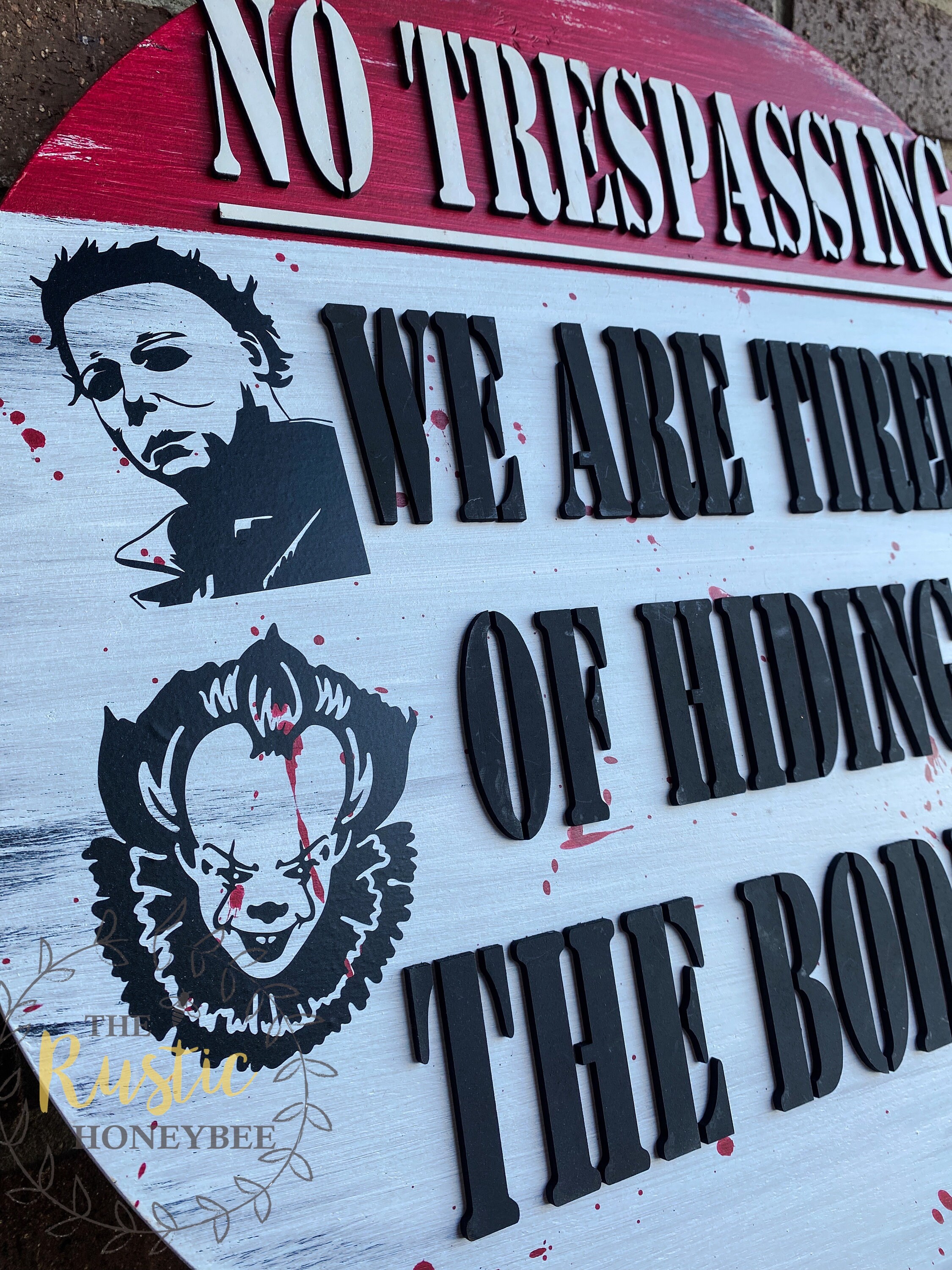 Front Door Decor Horror Sign Horror Door Hanger No Tresspassing ...