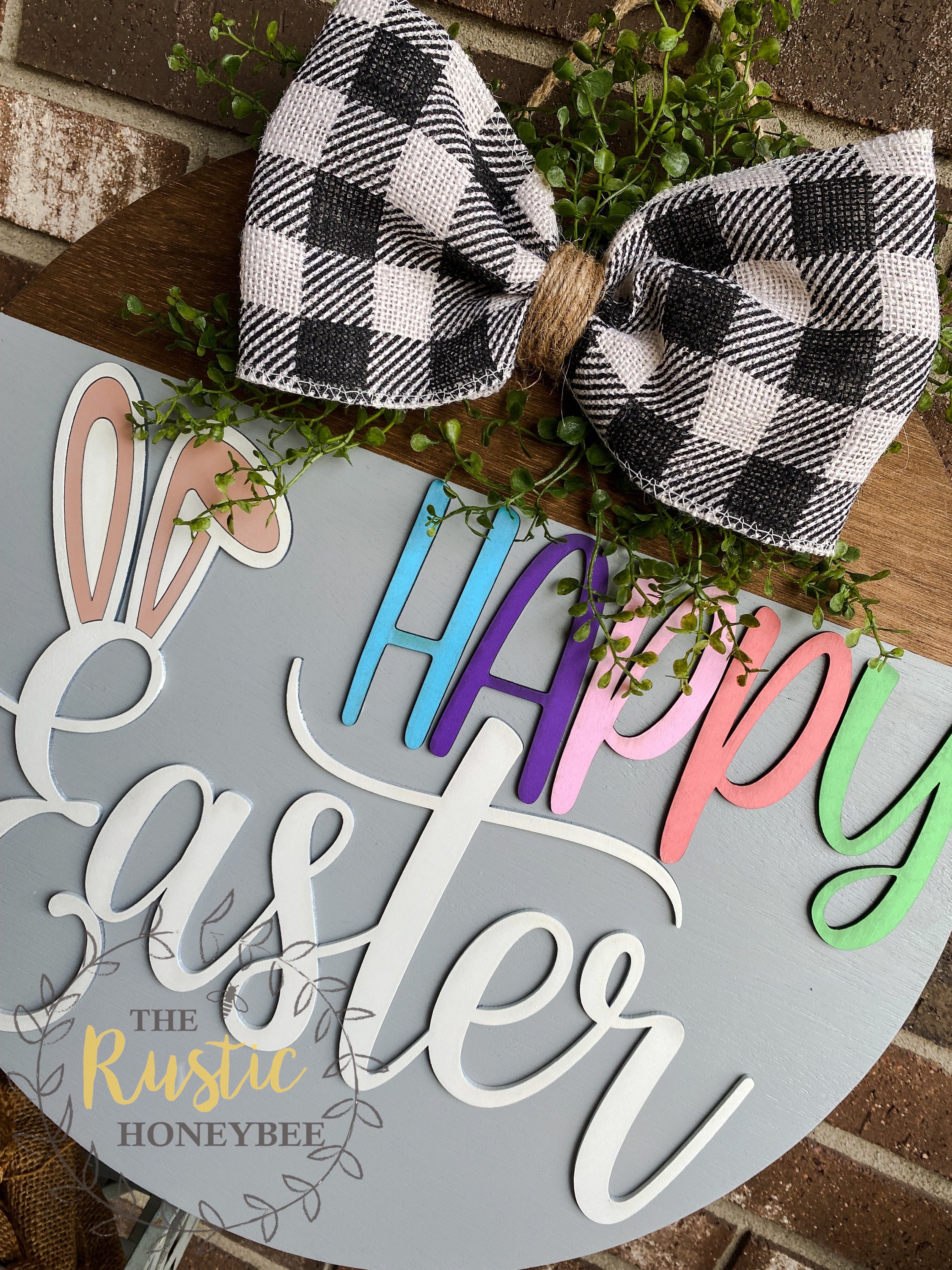 Front Door Decor Spring Spring Door Hanger Happy Easter Easter Sign ...