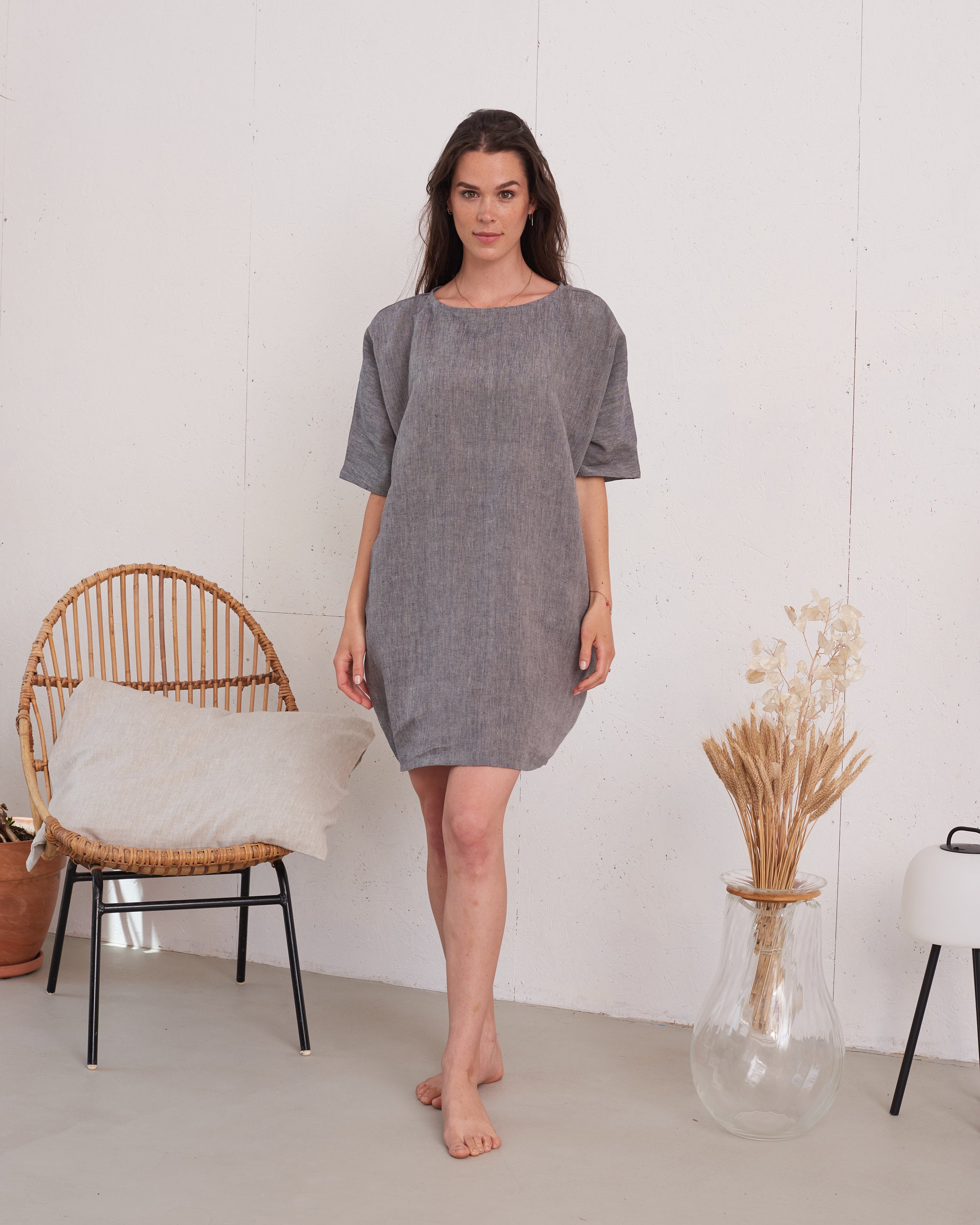 PLUTO Linen Night Dress, Linen Sleep Dress, Linen Nightgown, Linen ...