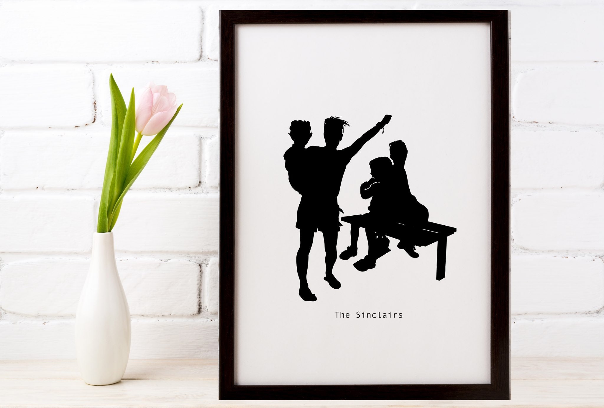 Custom Silhouette Drawings Drawn From Your Photos up to 5 Silhouettes ...