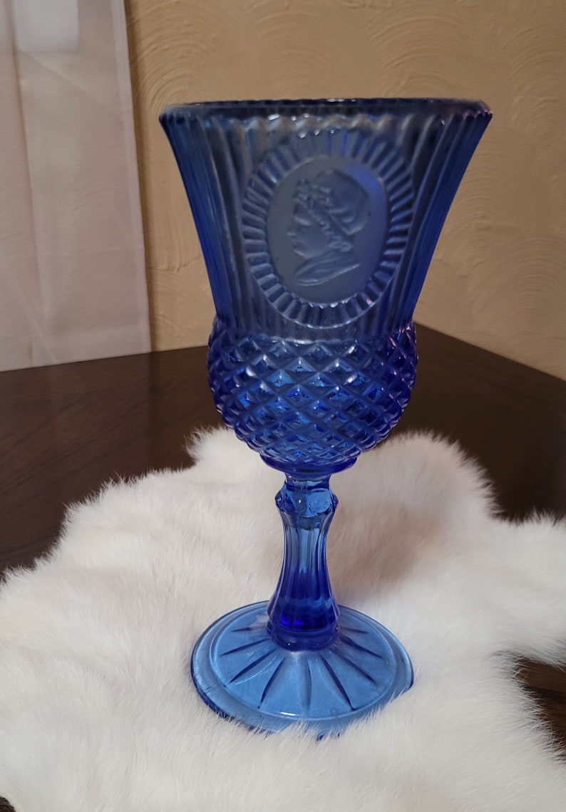 Vintage Avon Cobalt Blue Glass Goblets and Fostoria Pitcher VAG-9 - Etsy