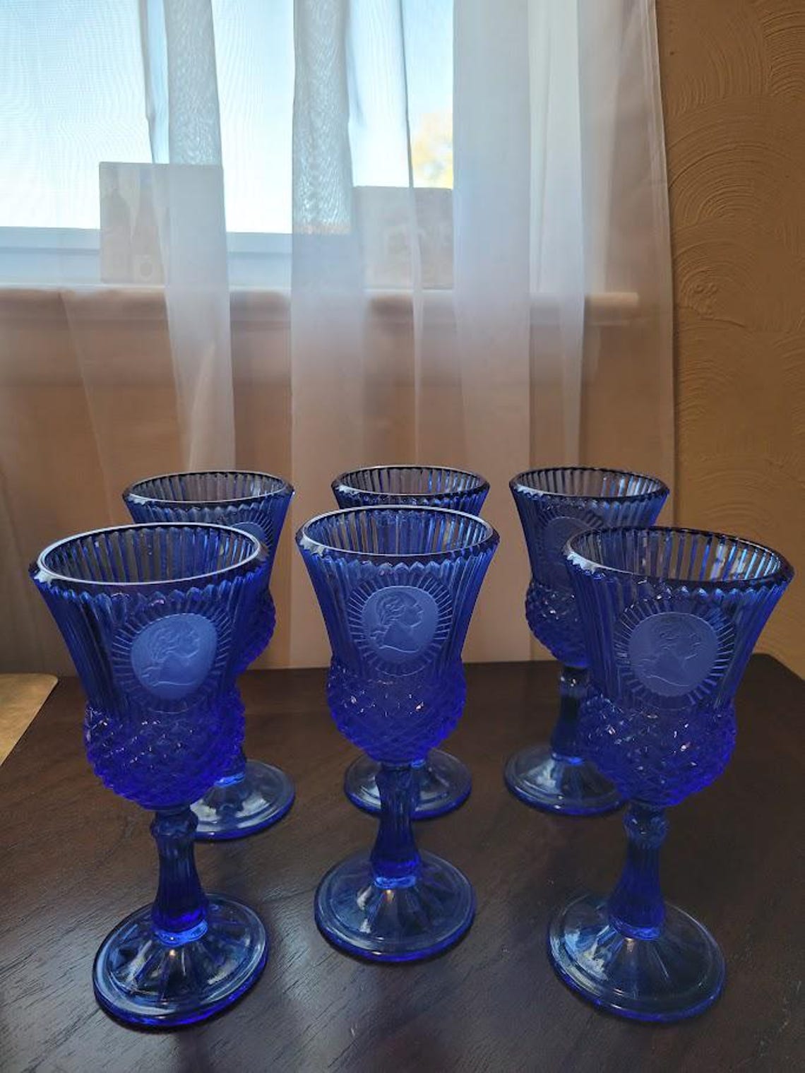 Vintage Avon Cobalt Blue Glass Goblets and Fostoria Pitcher VAG-10 - Etsy