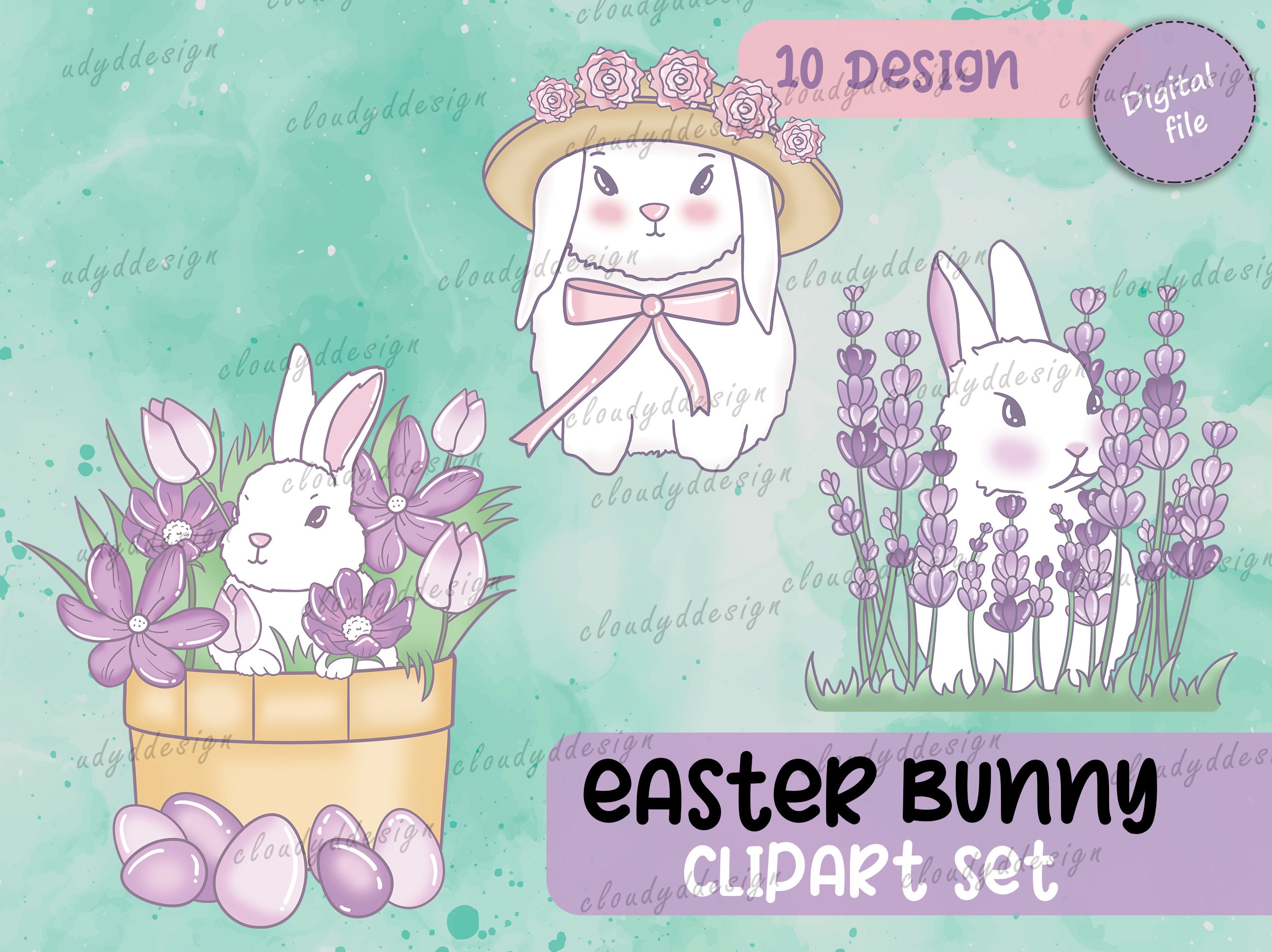 Easter Clipart Set ,PNG , COMMERCIAL USE, Hand Drawn Digital Clipart ...
