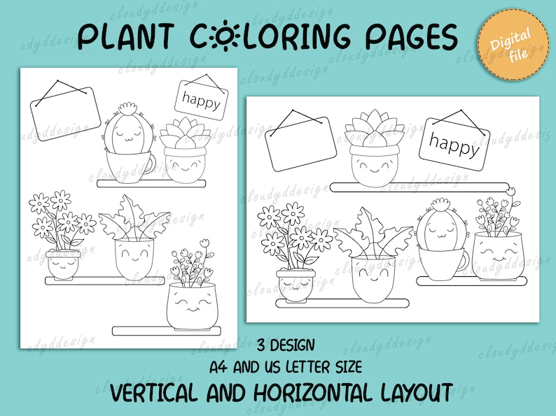 Kids Coloring Pages Printable Png, Cute Kawaii Plants Coloring for Kids ...