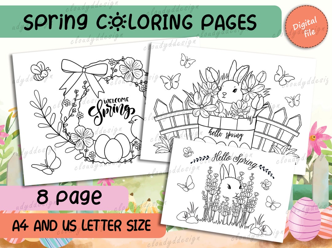 Kids Coloring Pages Printable PNG, Cute Spring Easter Coloring for Kids ...