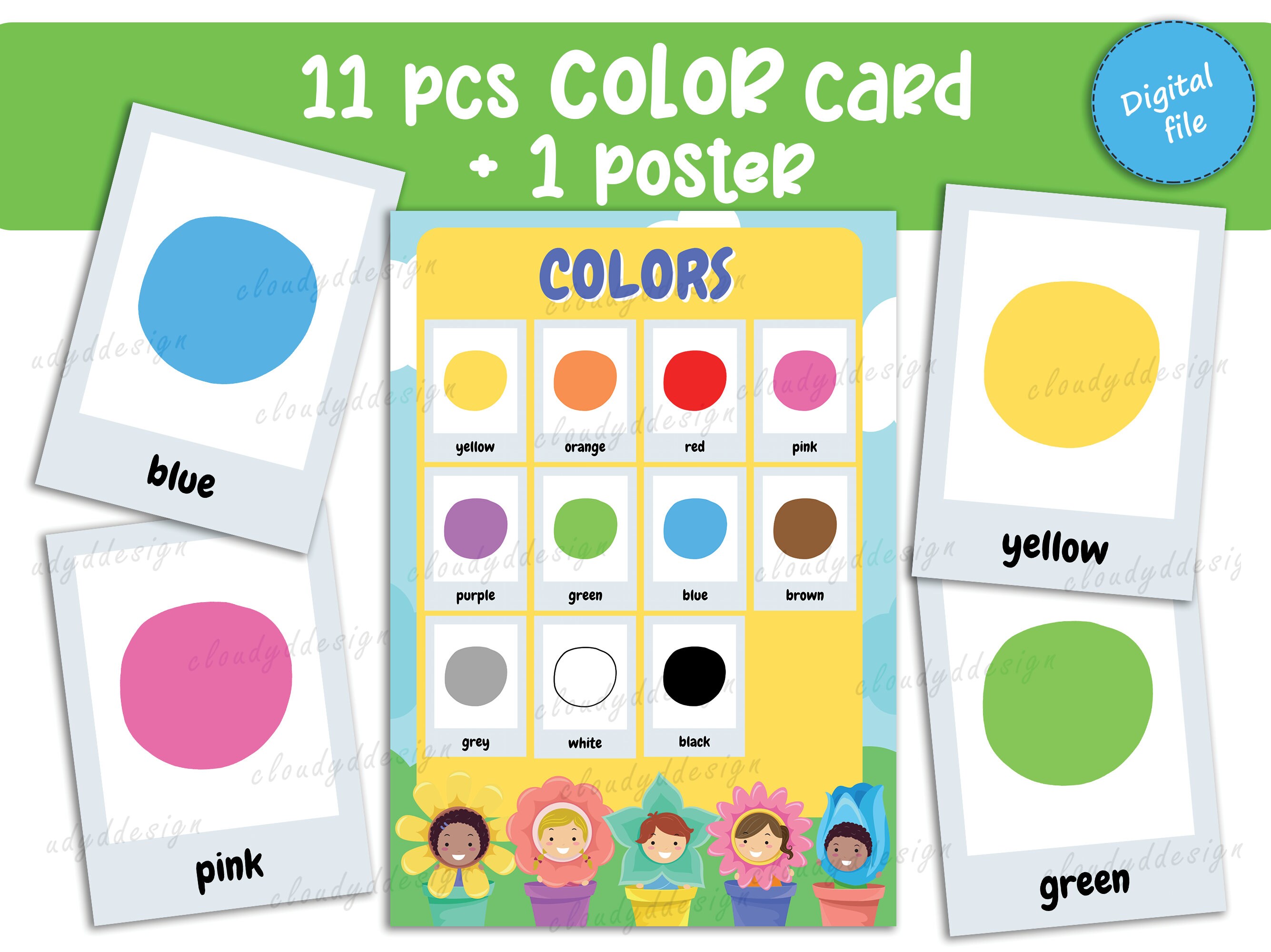 11 Printable COLORS Flashcards for Kids, Educational Toy for Toddlers ...
