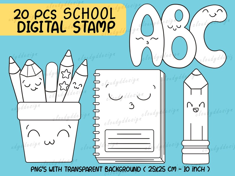 Kawaii School Supplies Clipart ,PNG, School Doodle Clipart , Back to ...