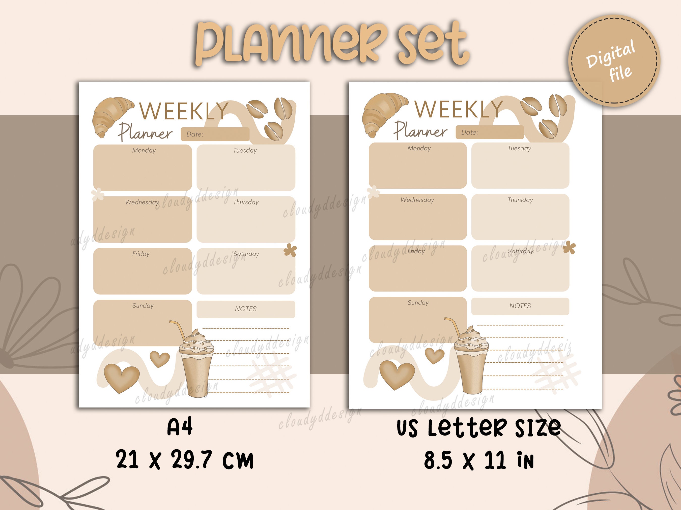 Planner Pages ,beautiful Printable Monthly, Weekly, Daily, Printable ...