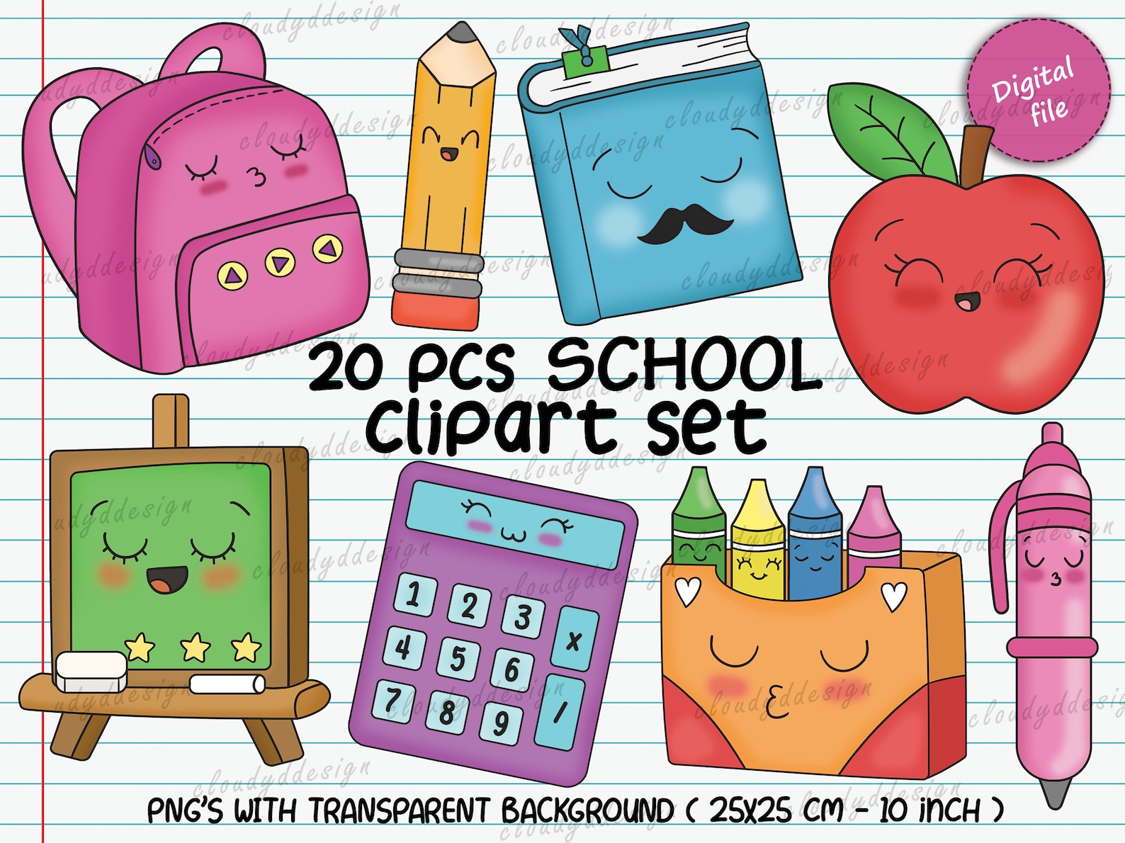 School Clipart ,COMMERCIAL USE , School Doodle Clipart , Back to School ...