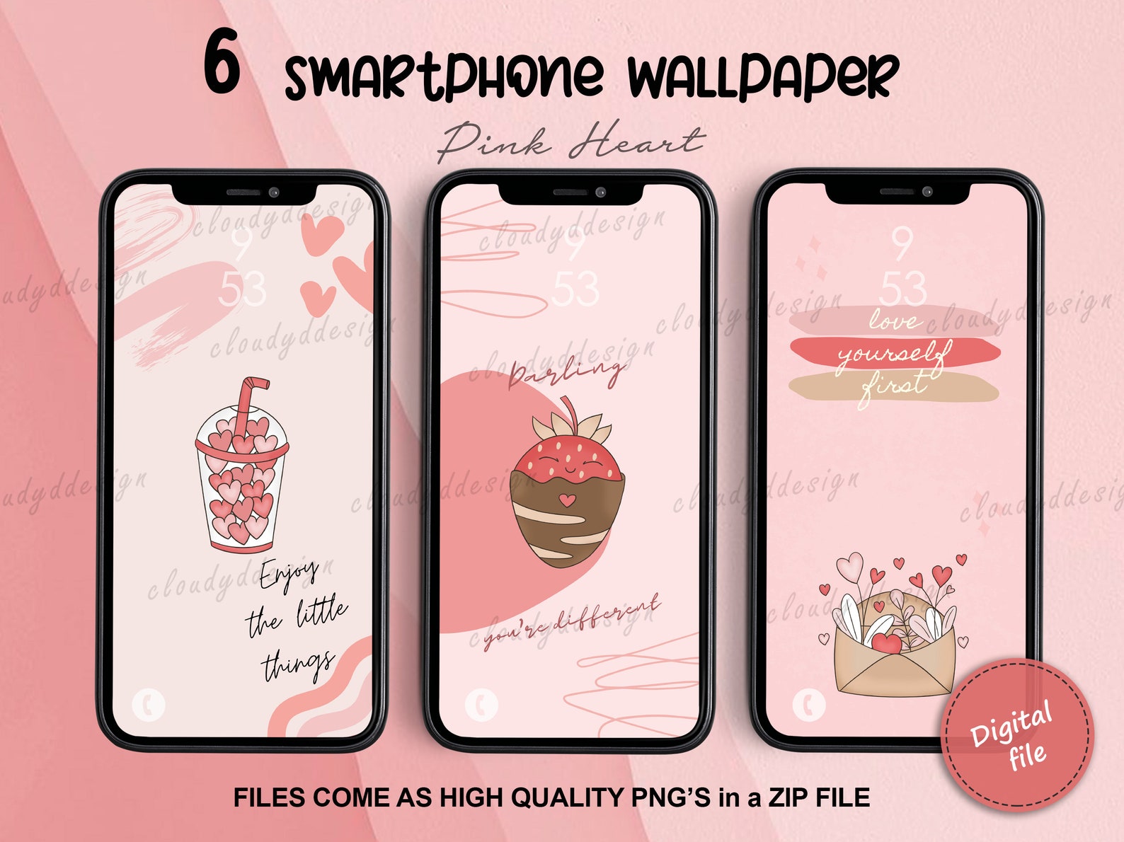 Pink Aesthetic Phone Wallpaper, Digital Download, Phone Background ...