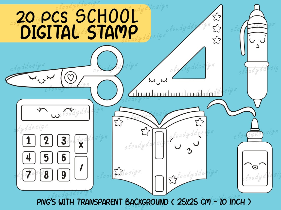 Kawaii School Supplies Clipart ,PNG, School Doodle Clipart , Back to ...