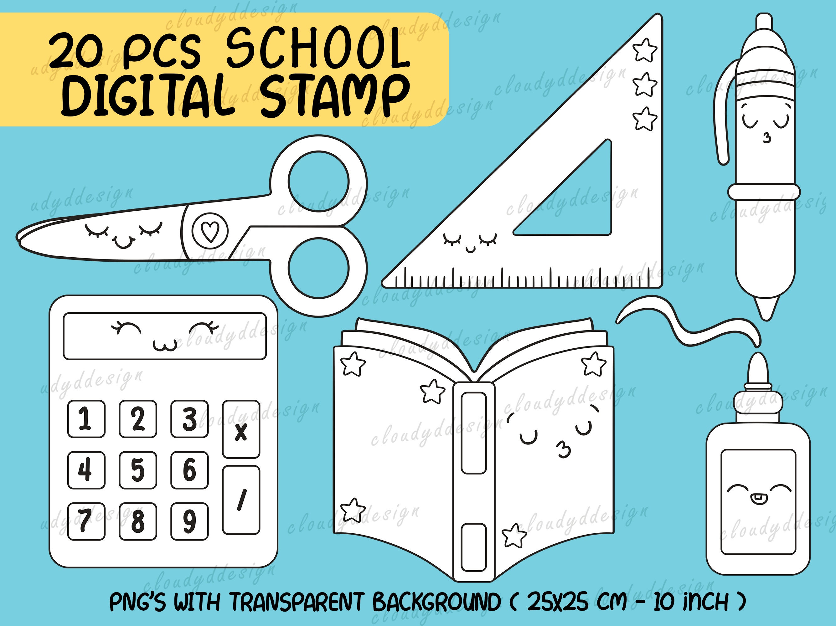 Kawaii School Supplies Clipart ,PNG, School Doodle Clipart , Back to ...
