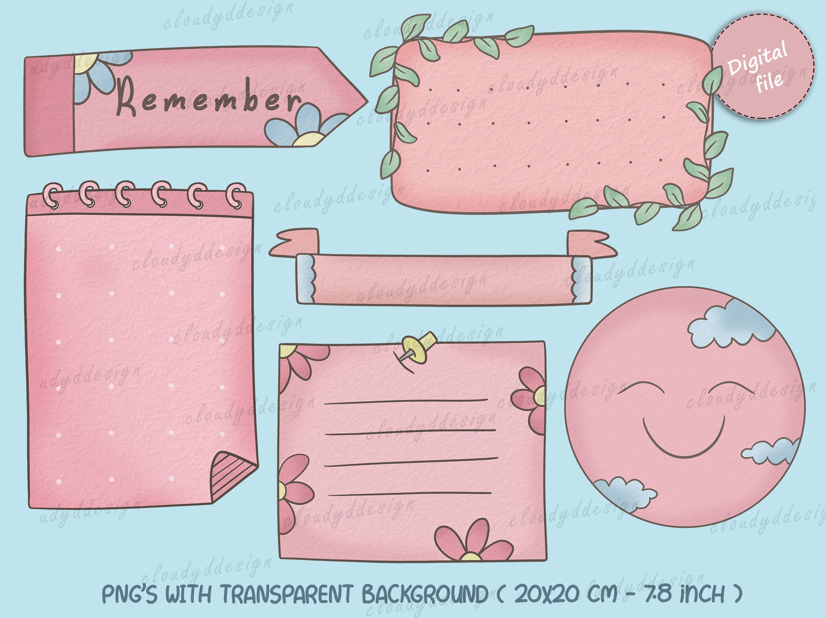 Bullet Journal Clipart Set ,PNG , COMMERCIAL USE, Hand Drawn Digital ...