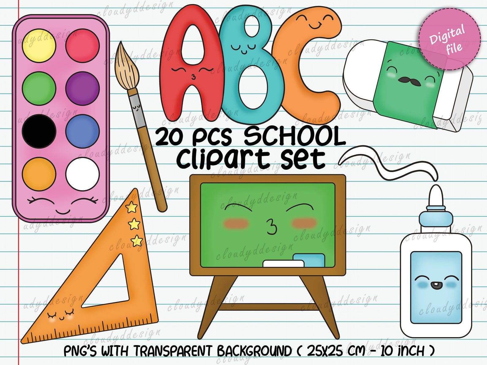 School Clipart ,COMMERCIAL USE , School Doodle Clipart , Back to School ...