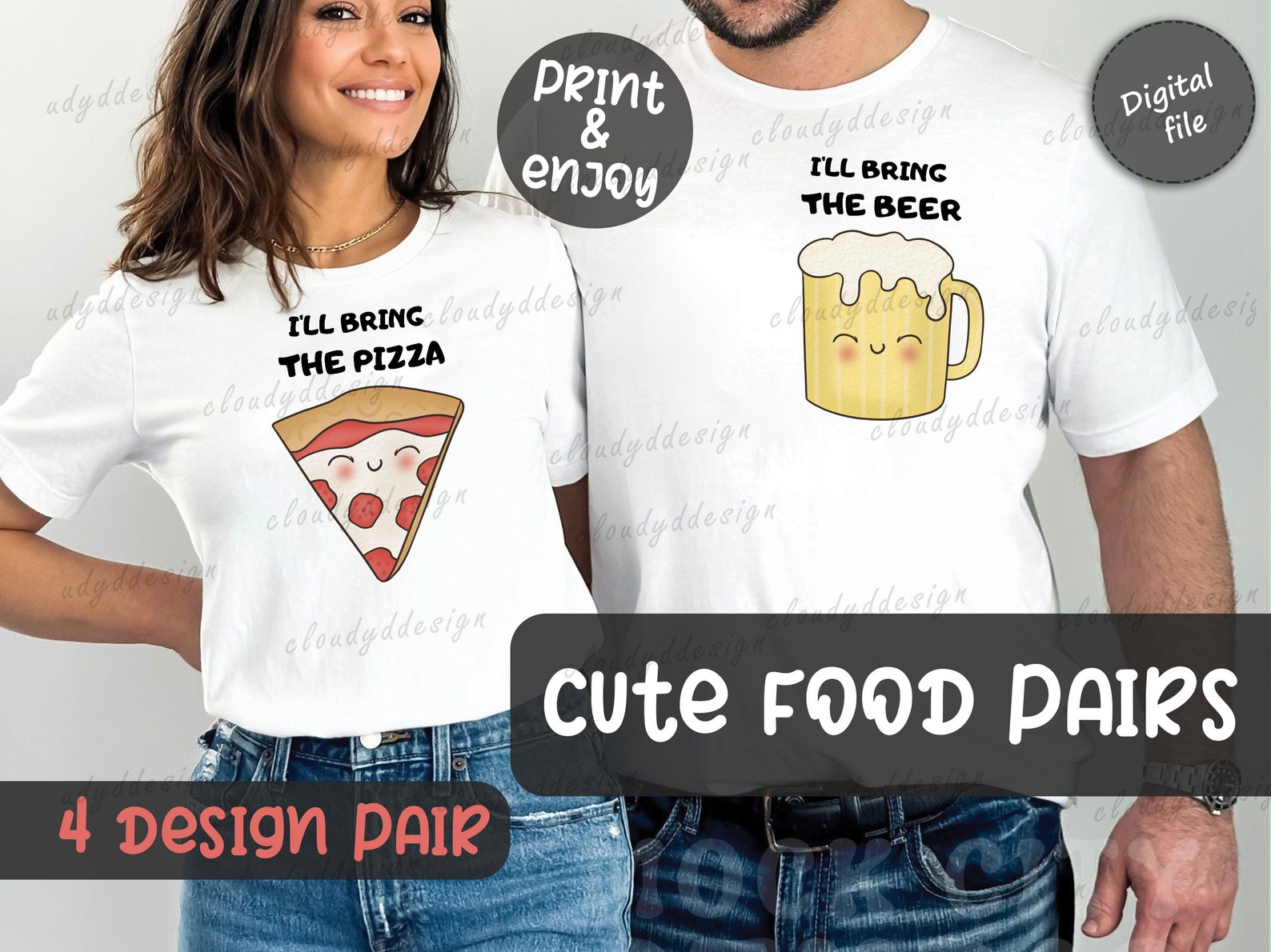 Valentine's Day Food Pairs Clip Art ,PNG , COMMERCIAL USE, Couple Shirt ...