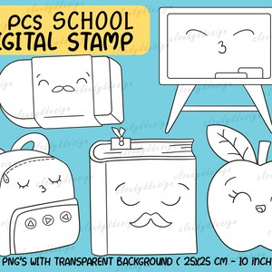 Kawaii School Supplies Clipart ,PNG, School Doodle Clipart , Back to ...