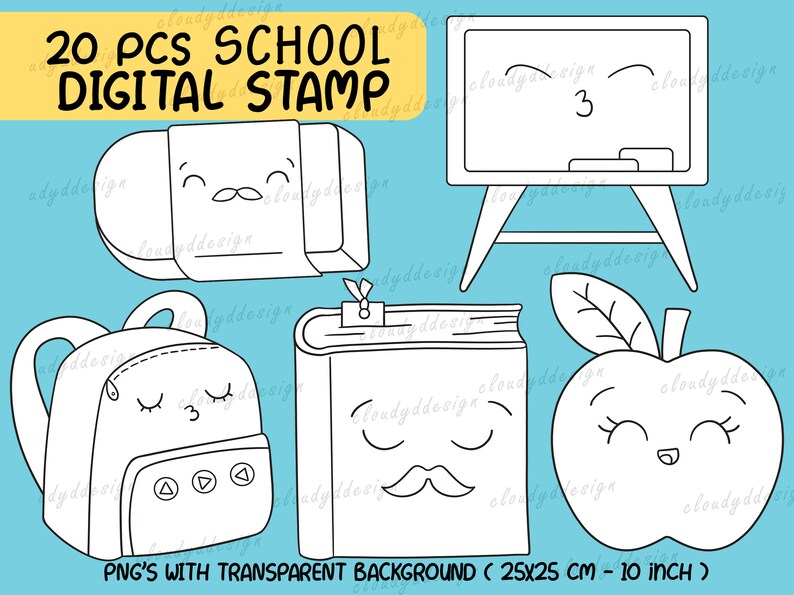 Kawaii School Supplies Clipart ,PNG, School Doodle Clipart , Back to ...