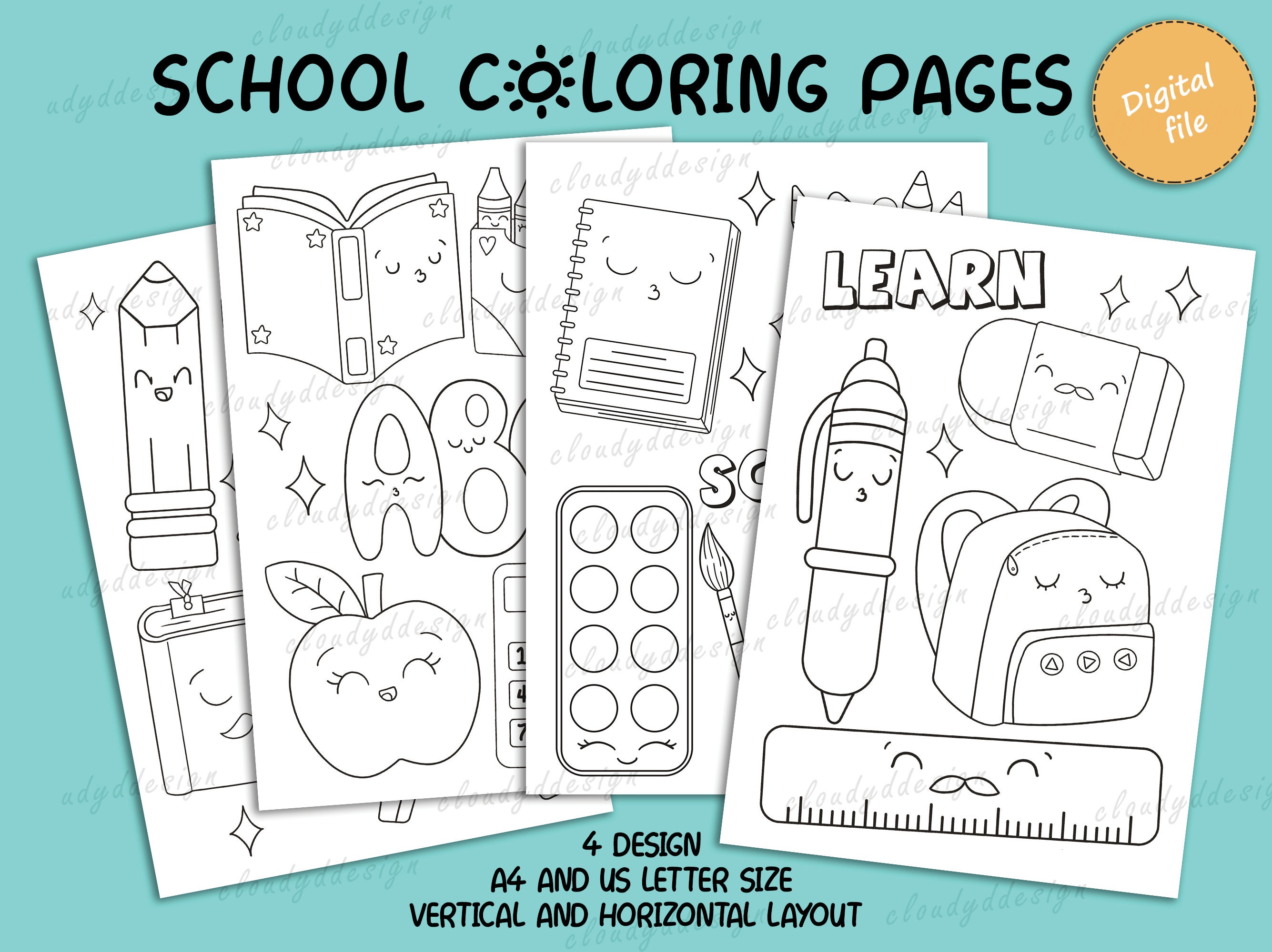 School Supplies Coloring Page